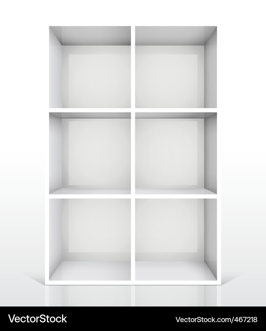 3d isolated empty white bookshelf Royalty Free Vector Image