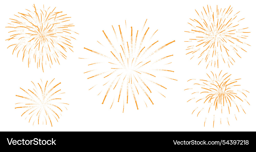 Beautiful fireworks with shining sparks set Vector Image
