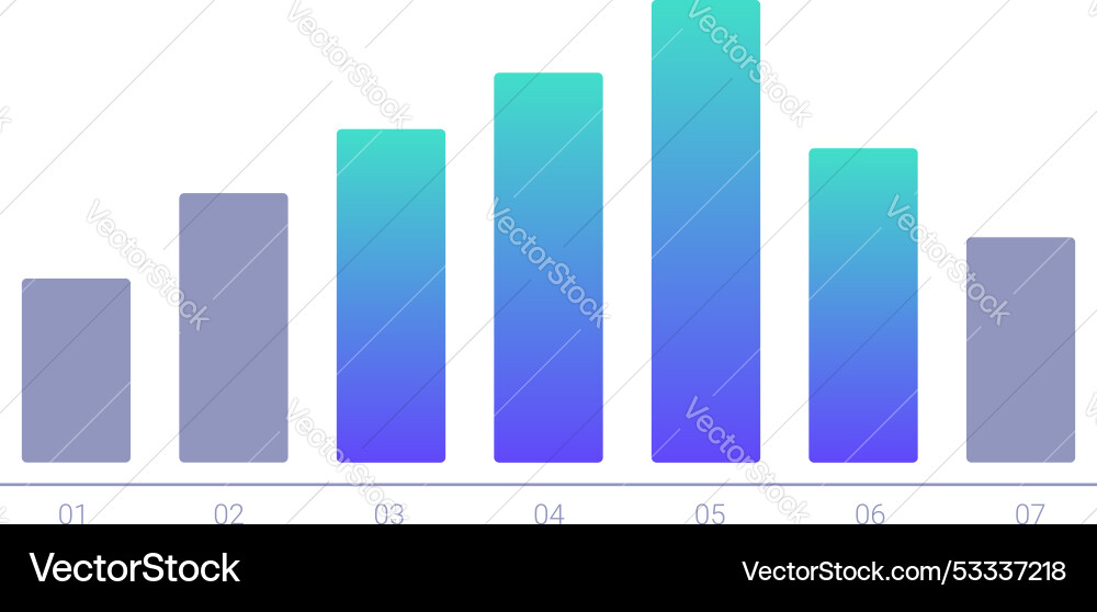 Blue and purple bar chart showing growth Vector Image