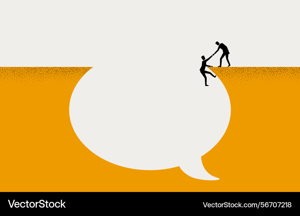 Businessman pulling friend to up from cliff Vector Image