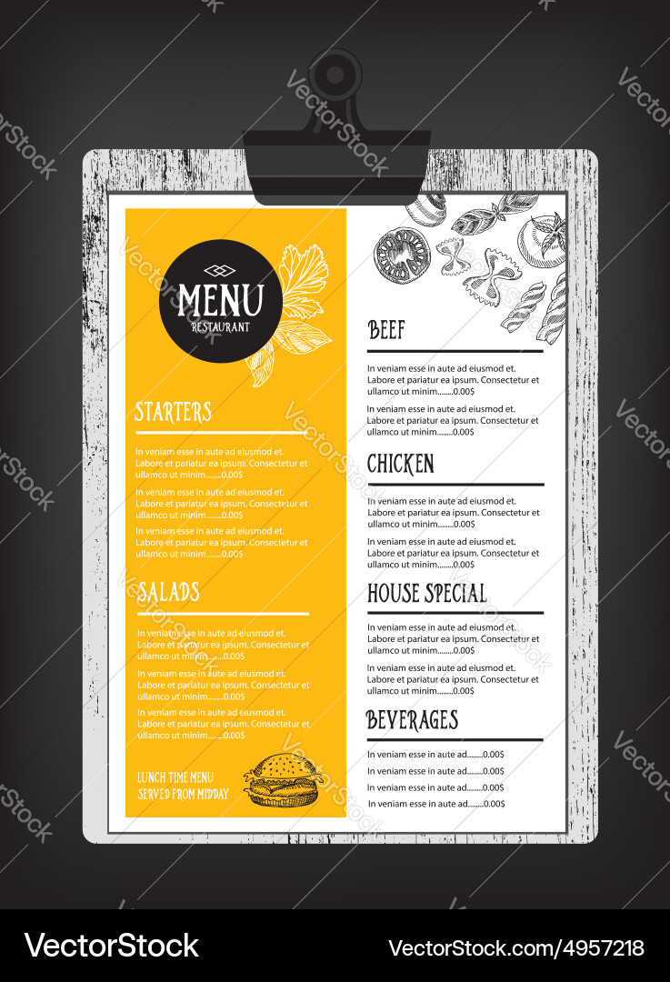Cafe menu restaurant brochure food design template
