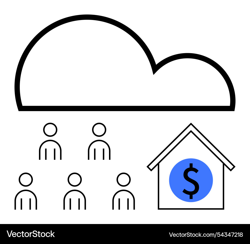 Cloud Computing For Collaborative Economy Linking Vector Image