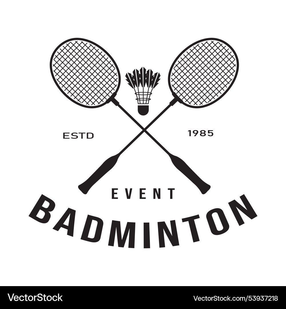 Crossed badminton racket design with shuttlecock Vector Image