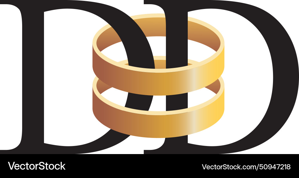 D and letter with wedding ring logo Royalty Free Vector
