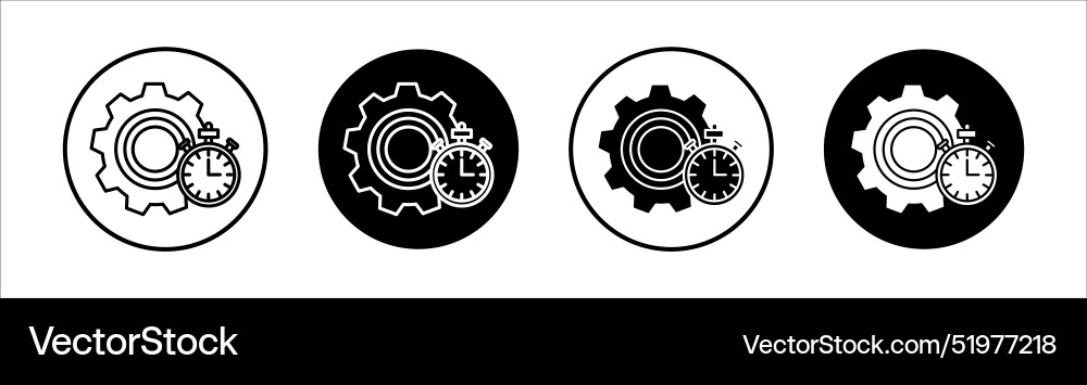 Efficiency flat line icon set thin Royalty Free Vector Image