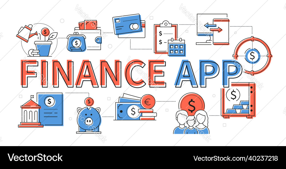 Finance app - colorful line design style banner Vector Image