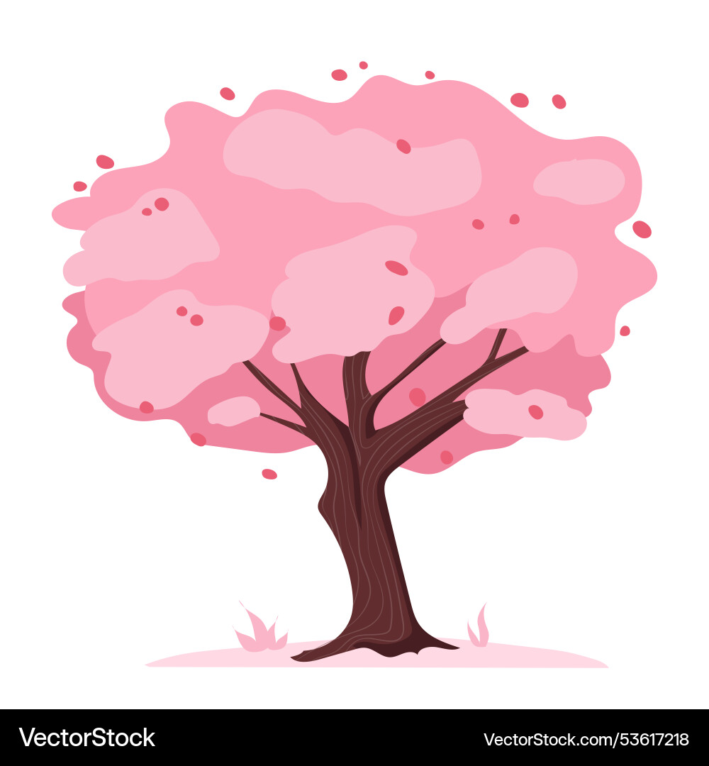 Japanese sakura tree blooming in flat design Vector Image