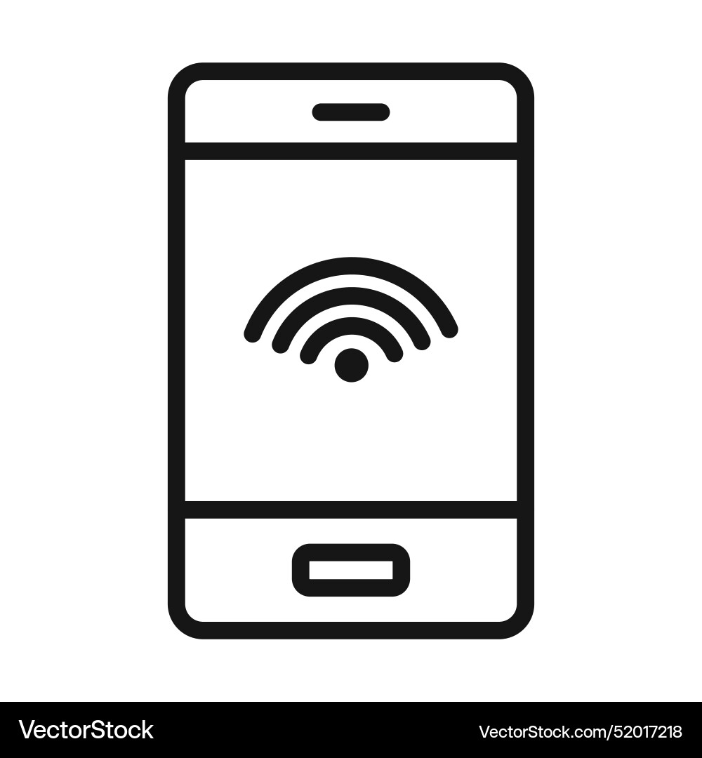 Mobile internet icon black line art Royalty Free Vector