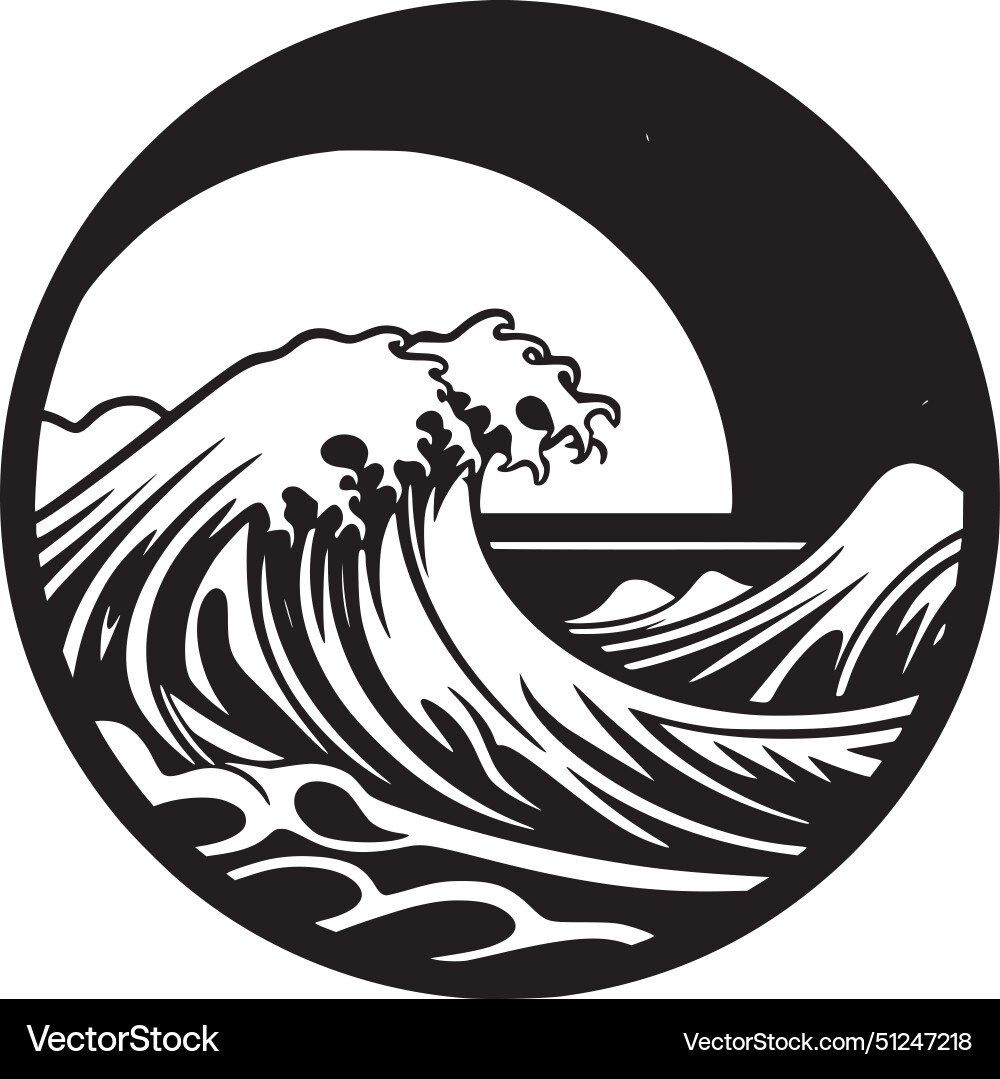 Ocean - minimalist and flat logo Royalty Free Vector Image