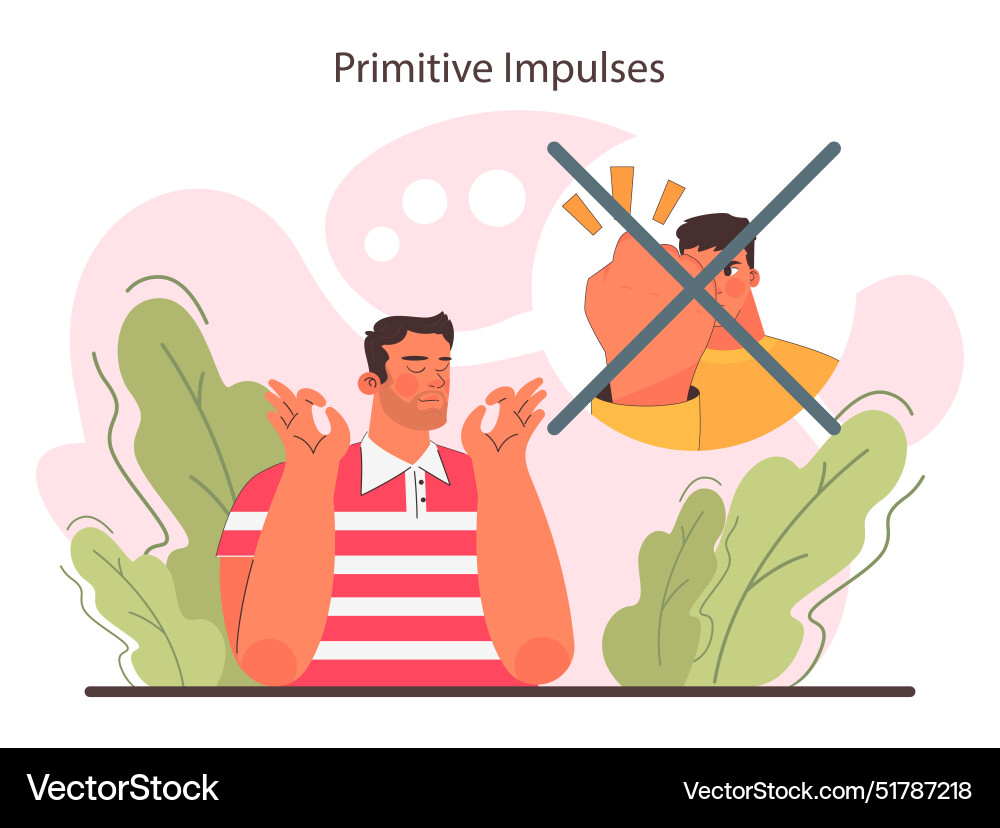 Primitive impulses calm and controlled behaviour Vector Image