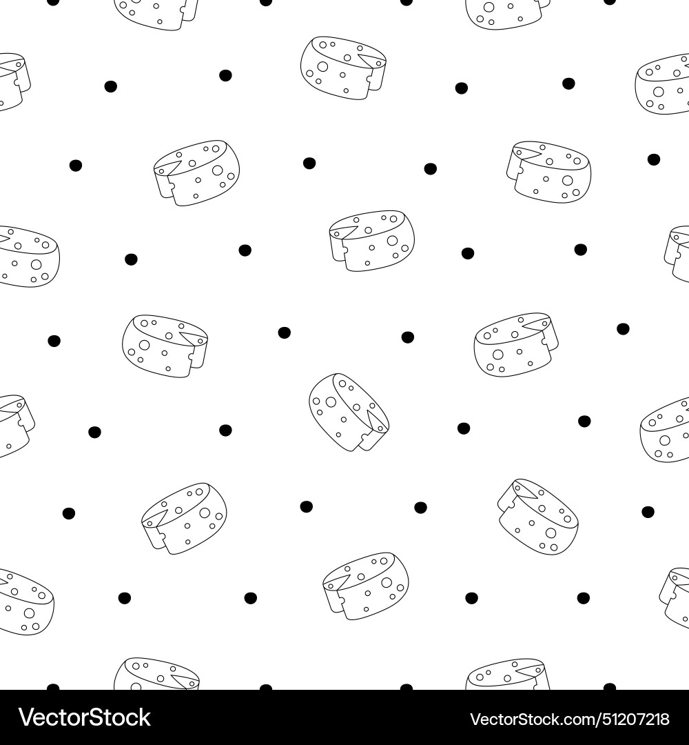 Slices cheese seamless pattern coloring page Vector Image