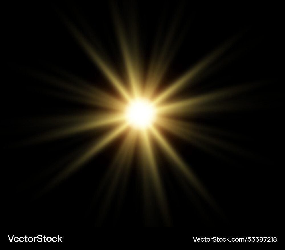 Sunlight lens flare sun flash with rays Royalty Free Vector