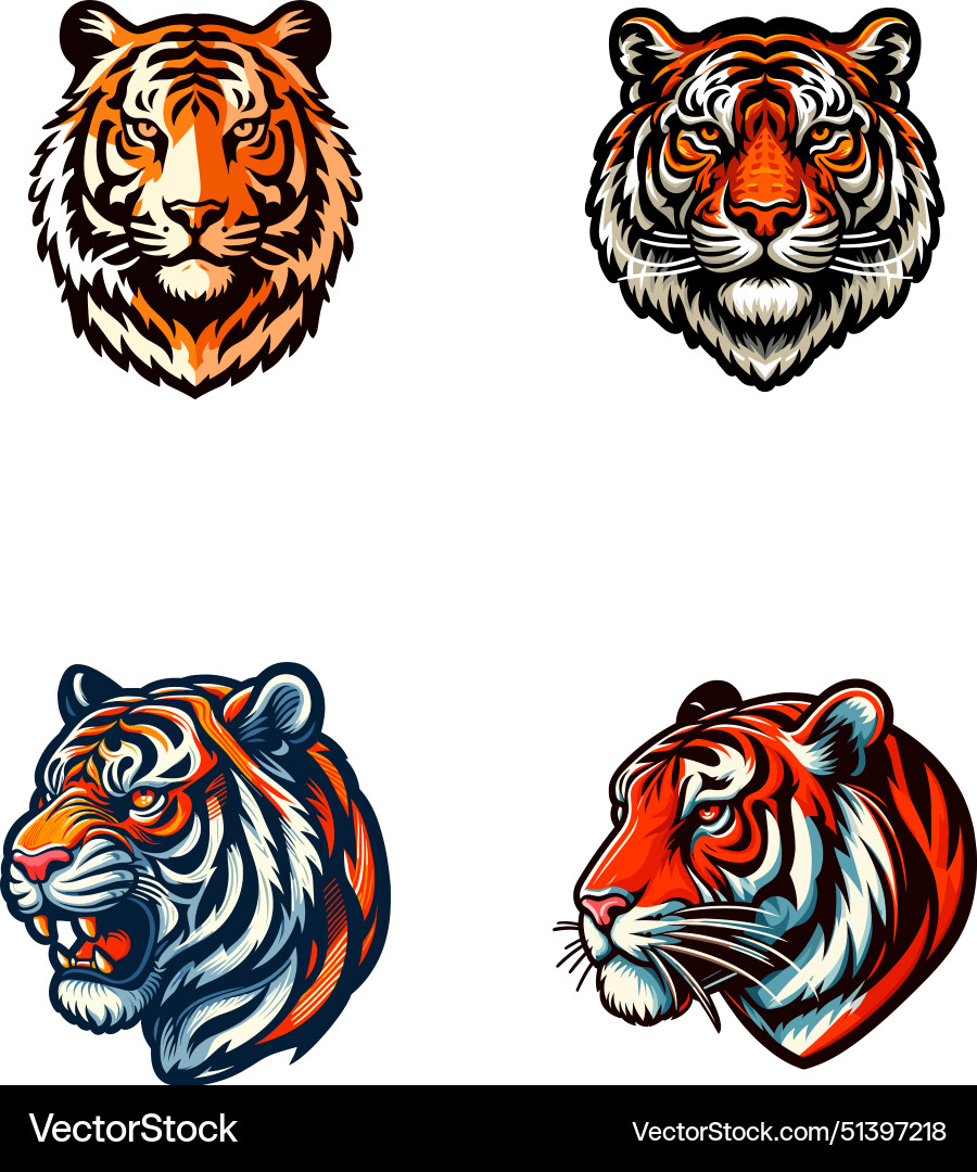 Tiger logo head standing Royalty Free Vector Image
