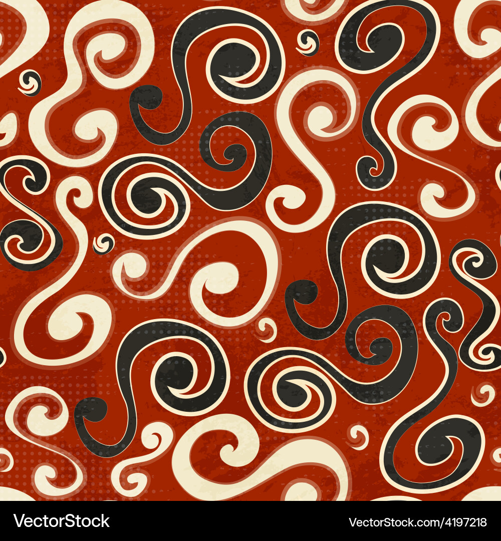 Vintage red curves seamless pattern with grunge Vector Image