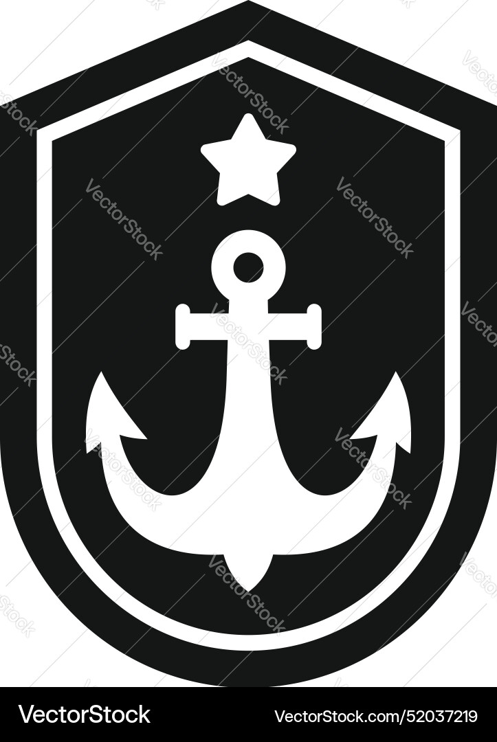 Black and white anchor logo featuring a star Vector Image
