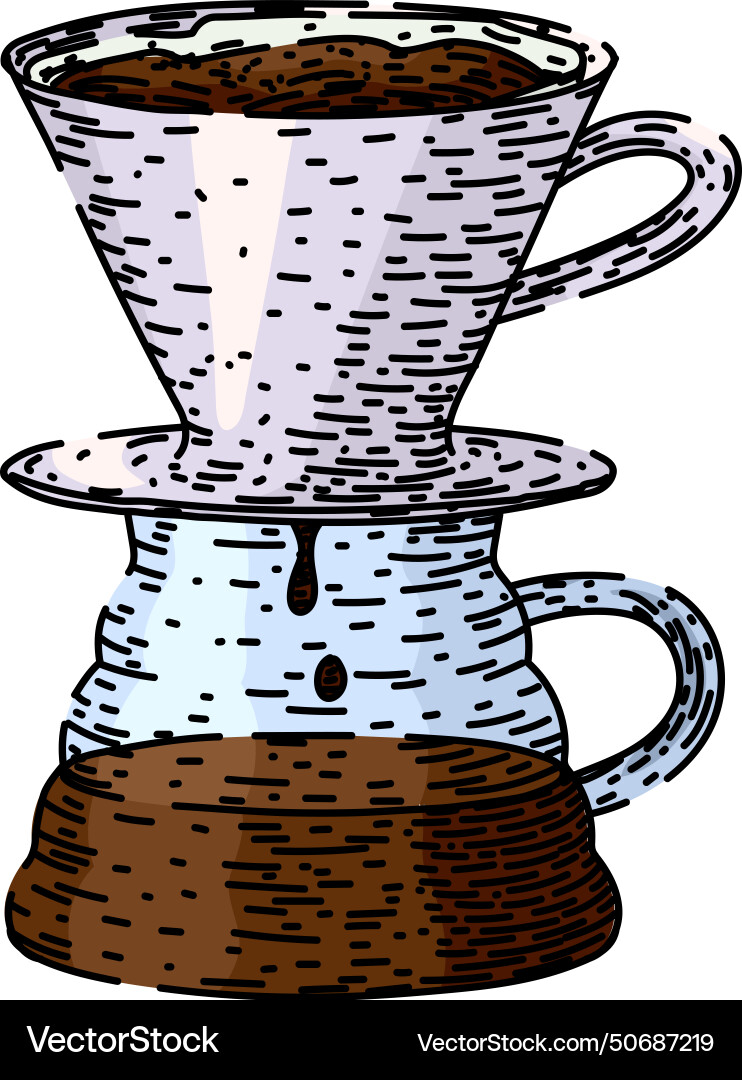 Drip coffee shop sketch hand drawn Royalty Free Vector Image