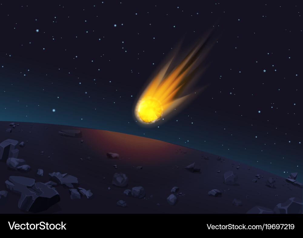 Glowing comet falling Royalty Free Vector Image
