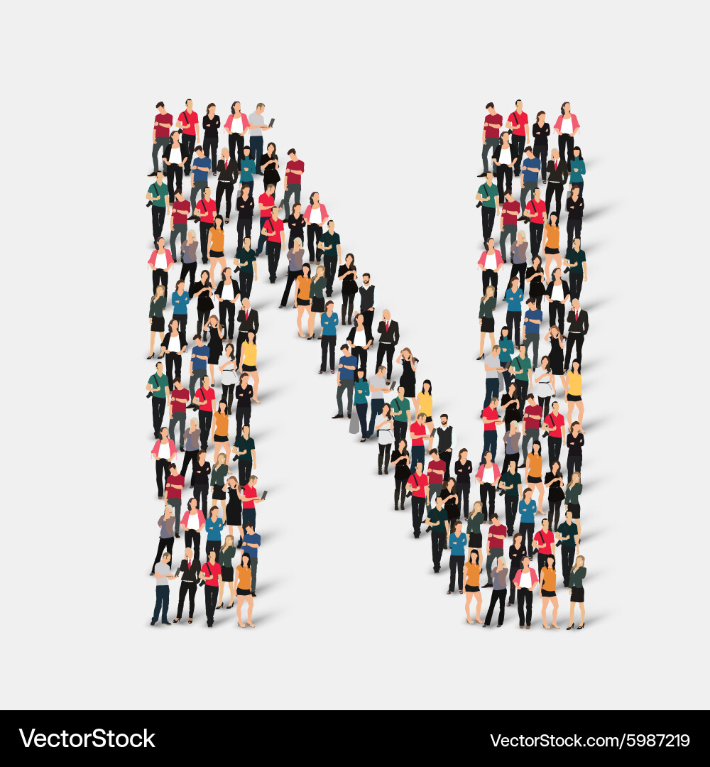 Group people letter form Royalty Free Vector Image