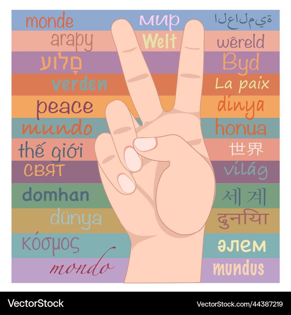 Peace hand gesture sign in fingers Royalty Free Vector Image