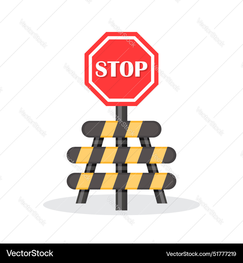 Stop traffic road barrier icon in flat style Vector Image