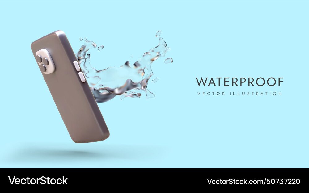 3d realistic smartphone and splash of liquid Vector Image
