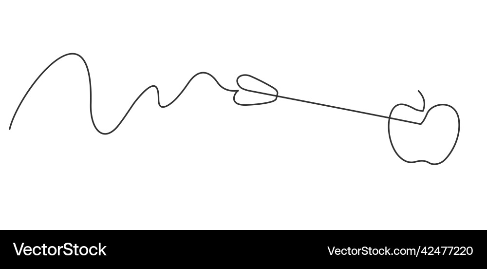 Arrow apple one line Royalty Free Vector Image