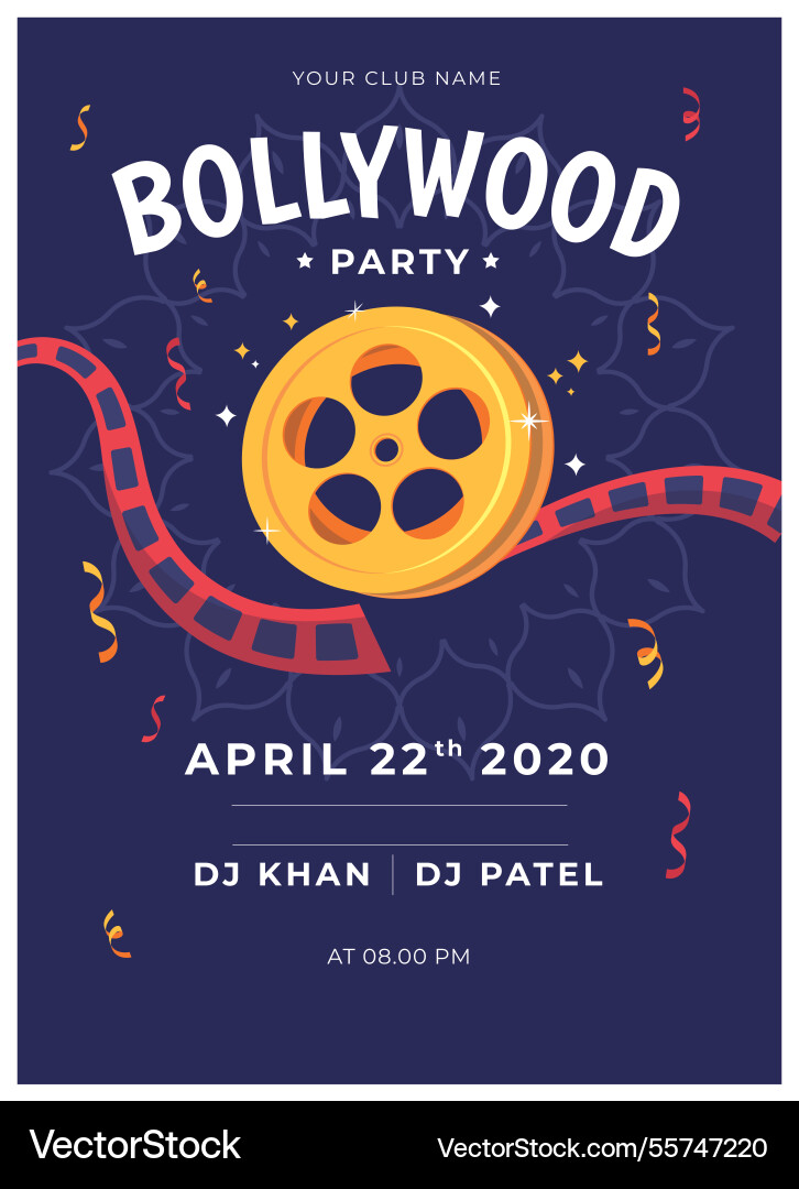 Creative bollywood party poster Royalty Free Vector Image
