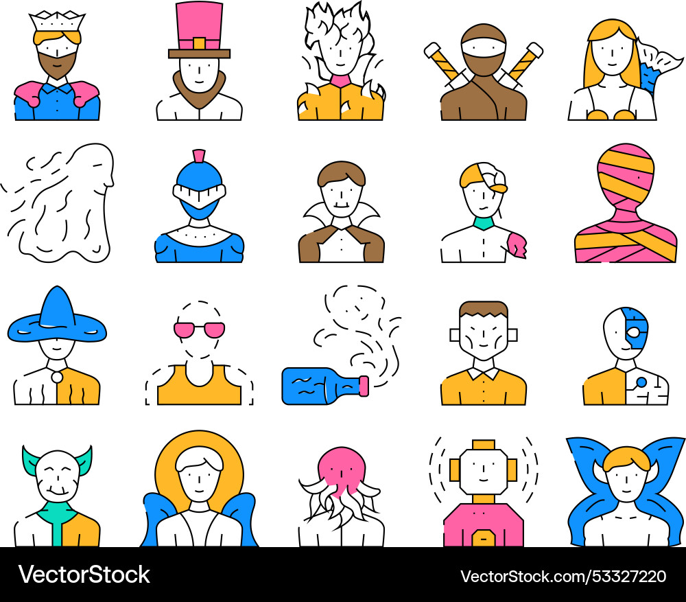 Fantasy and magical character icons set Royalty Free Vector