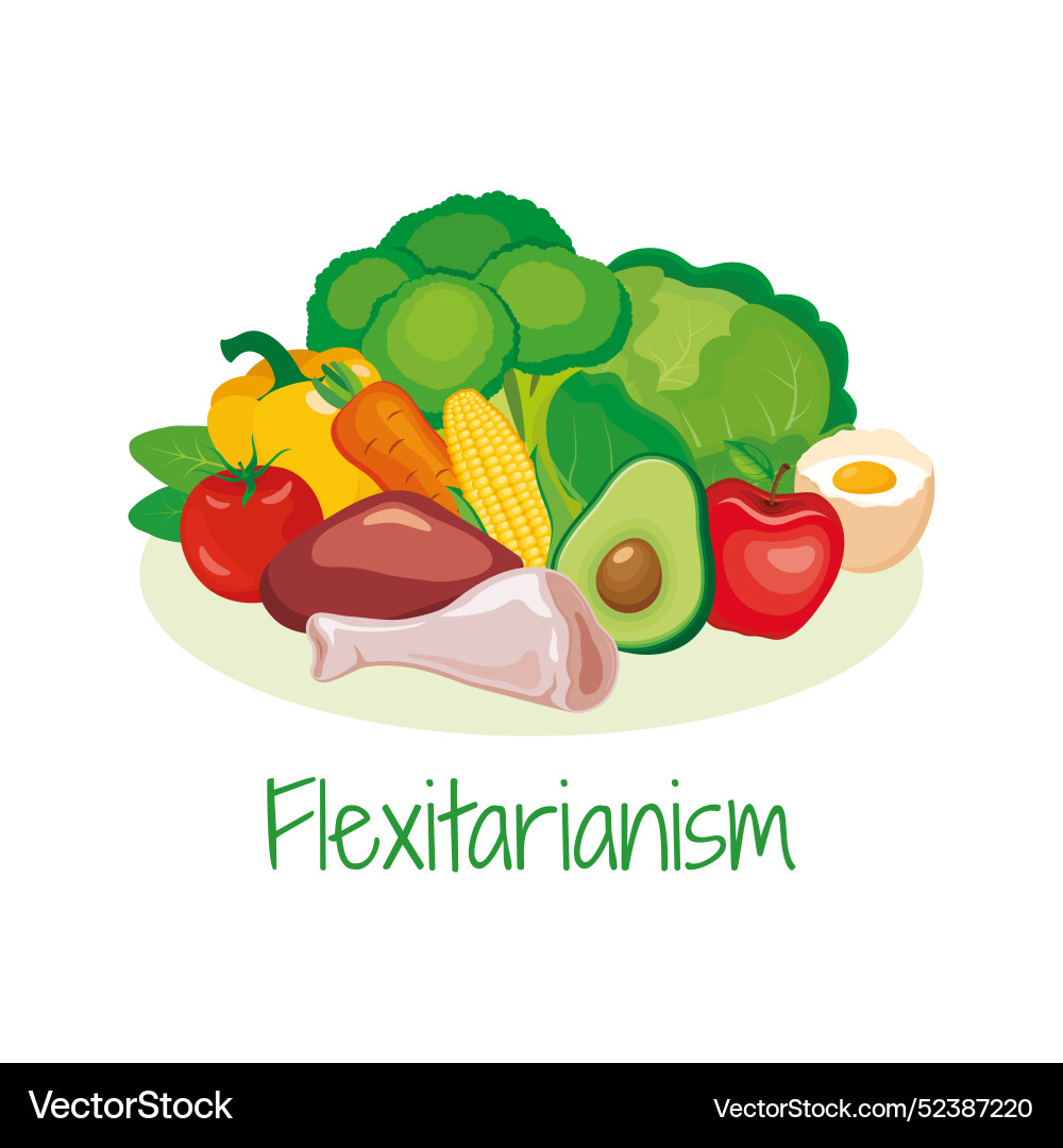 Flexitarianism diet food icon set Royalty Free Vector Image