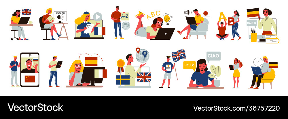Language Learning Icons Royalty Free Vector Image