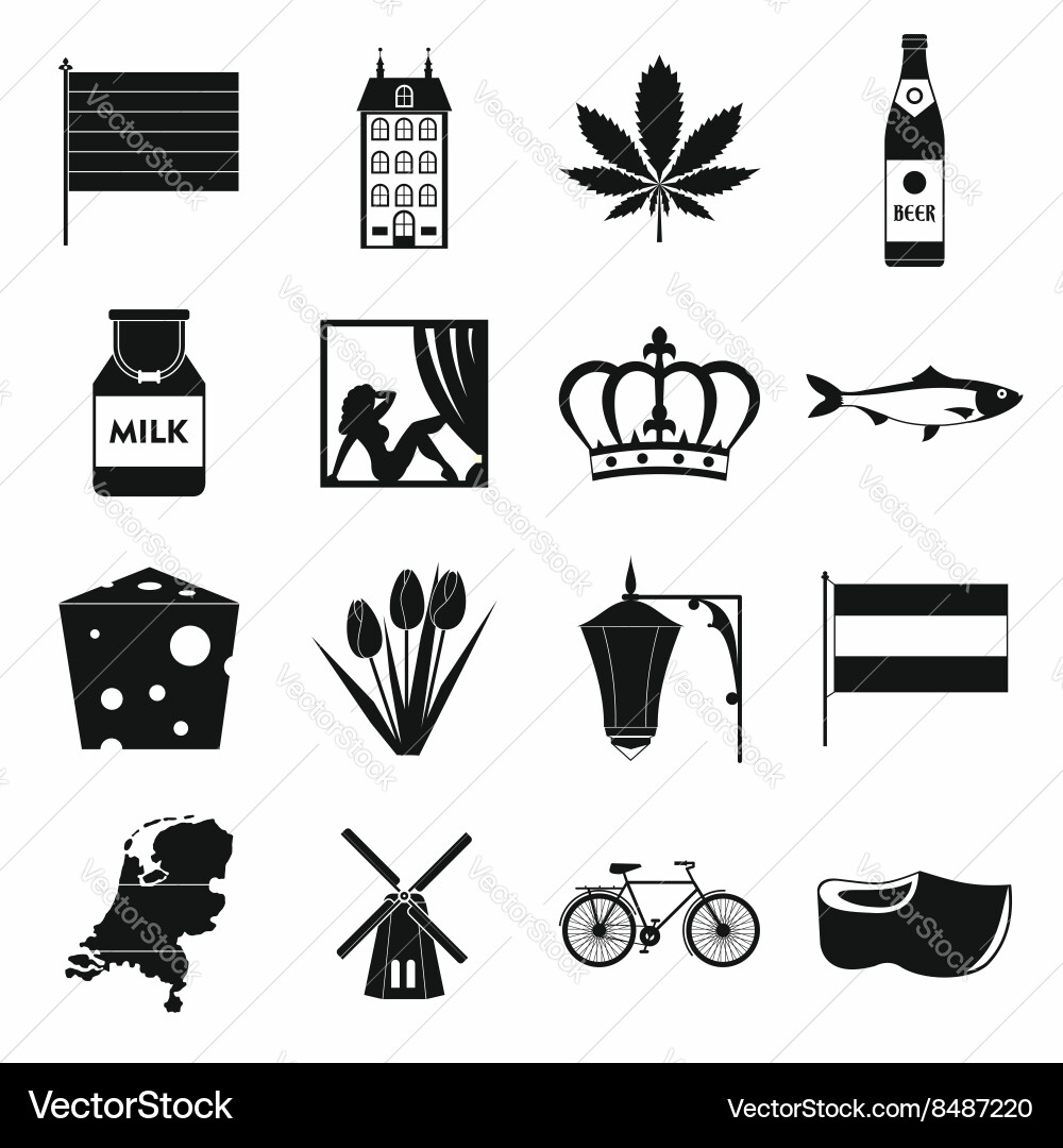 Netherlands Icons - Simple Black Style Royalty Free Vector