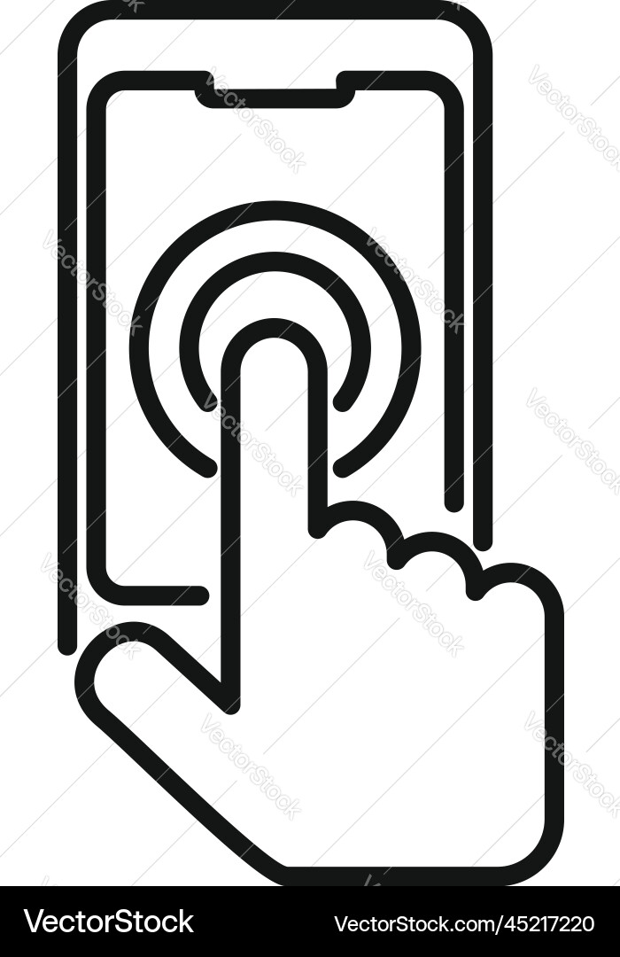 Phone finger touch icon outline using app Vector Image