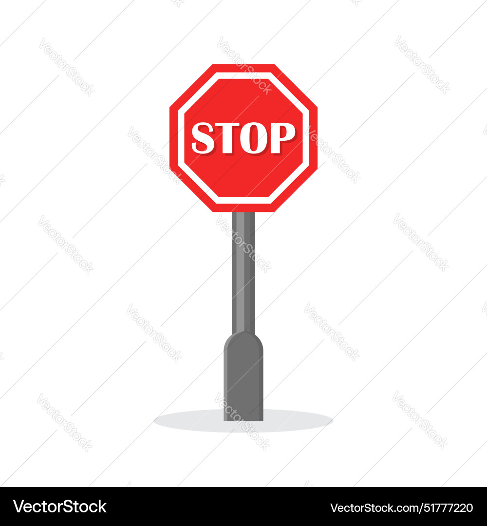 Stop sign icon in flat style traffic control Vector Image