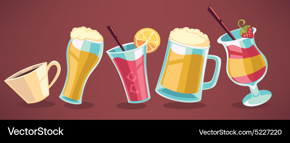 Summer drinks collection Royalty Free Vector Image