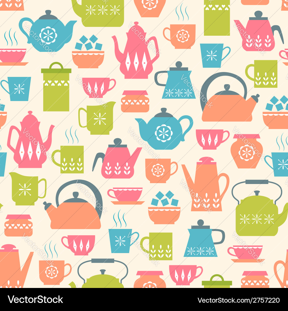Tea time pattern Royalty Free Vector Image - VectorStock