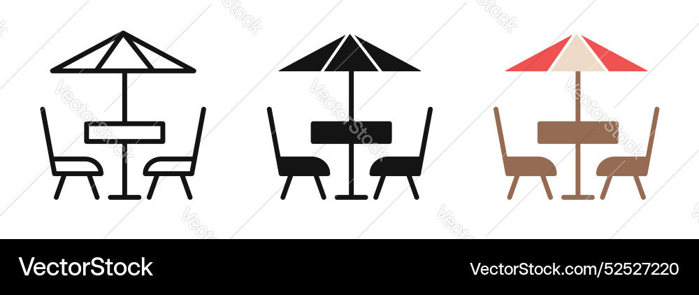 Terrace cafe thin line icon set Royalty Free Vector Image