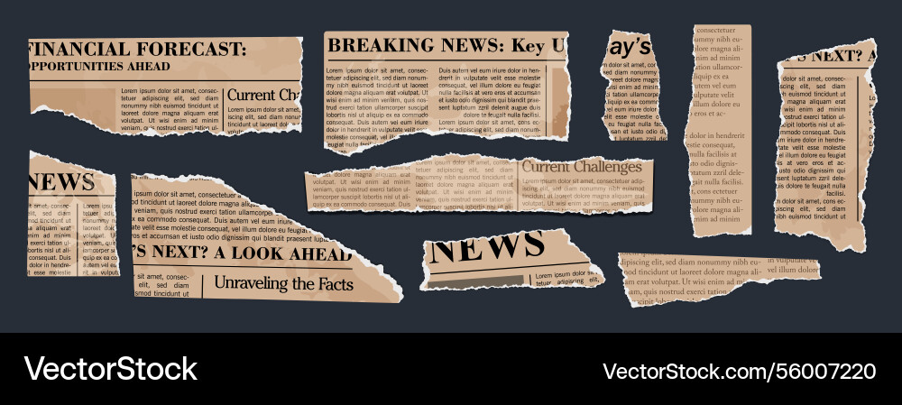 Torn Old Newspaper Clippings Royalty Free Vector Image