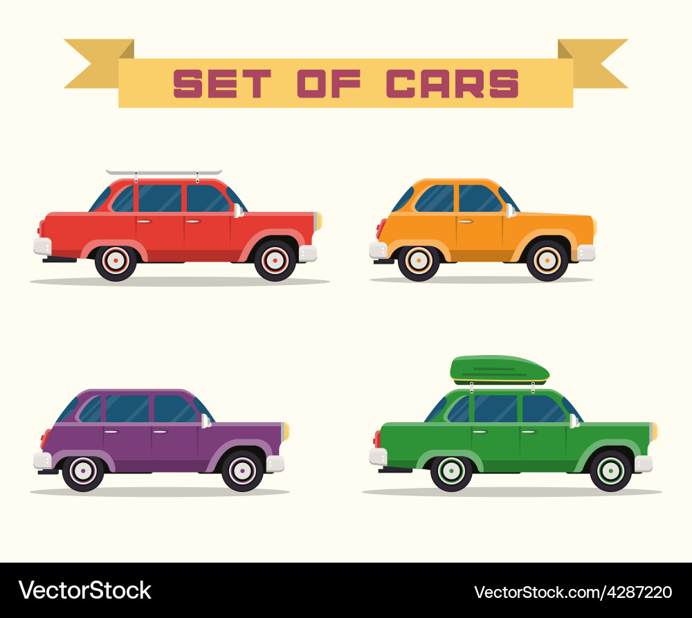 Vintage Cars Collection Royalty Free Vector Image