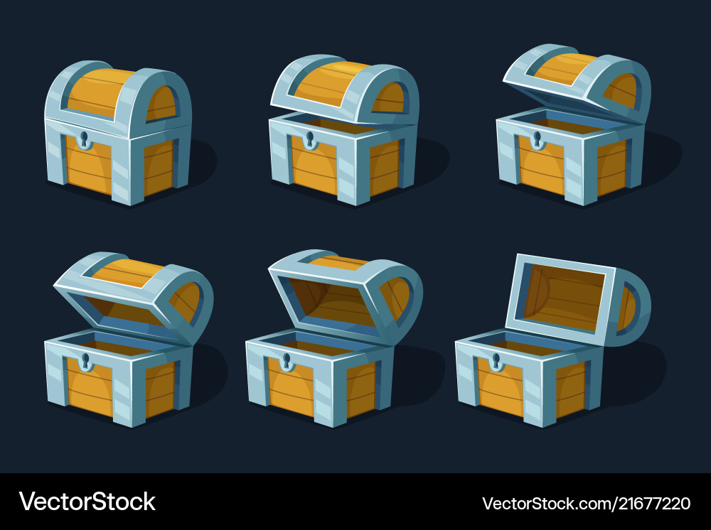 Wooden Chest Key Frames Royalty Free Vector Image
