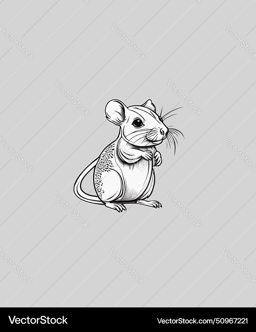 A drawing of mouse with collar around its neck Vector Image