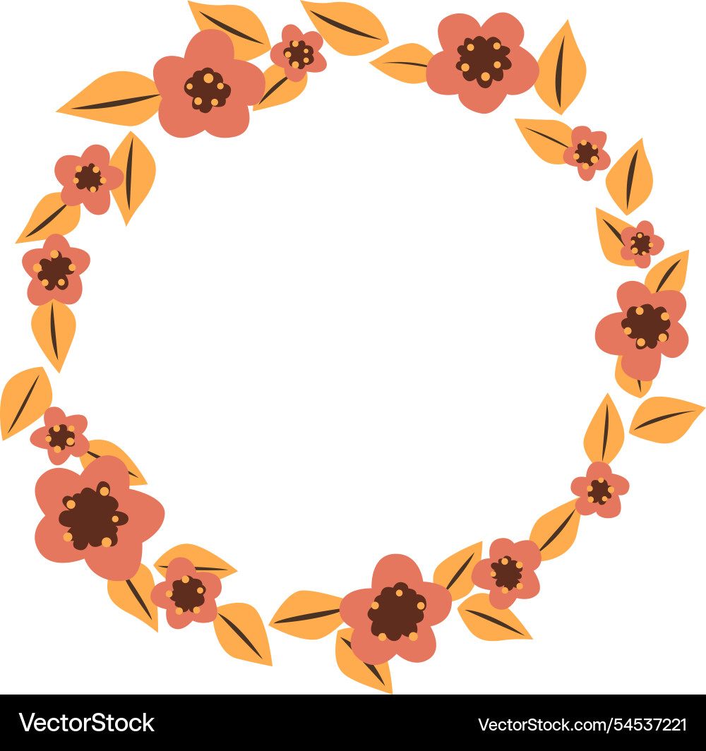Abstract autumn flower with leaves wreath frame Vector Image