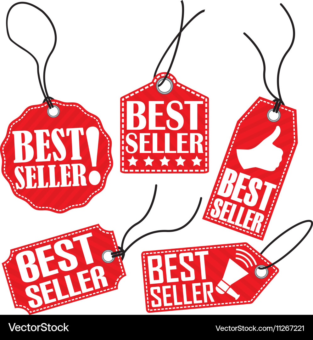 Best seller red tag set Royalty Free Vector Image