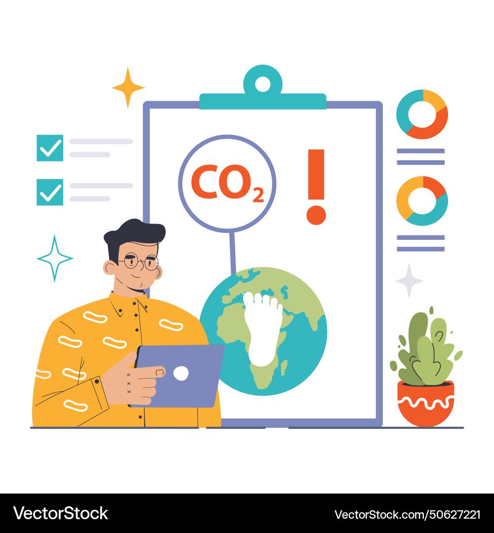 Carbon footprint awareness concept analyst Vector Image