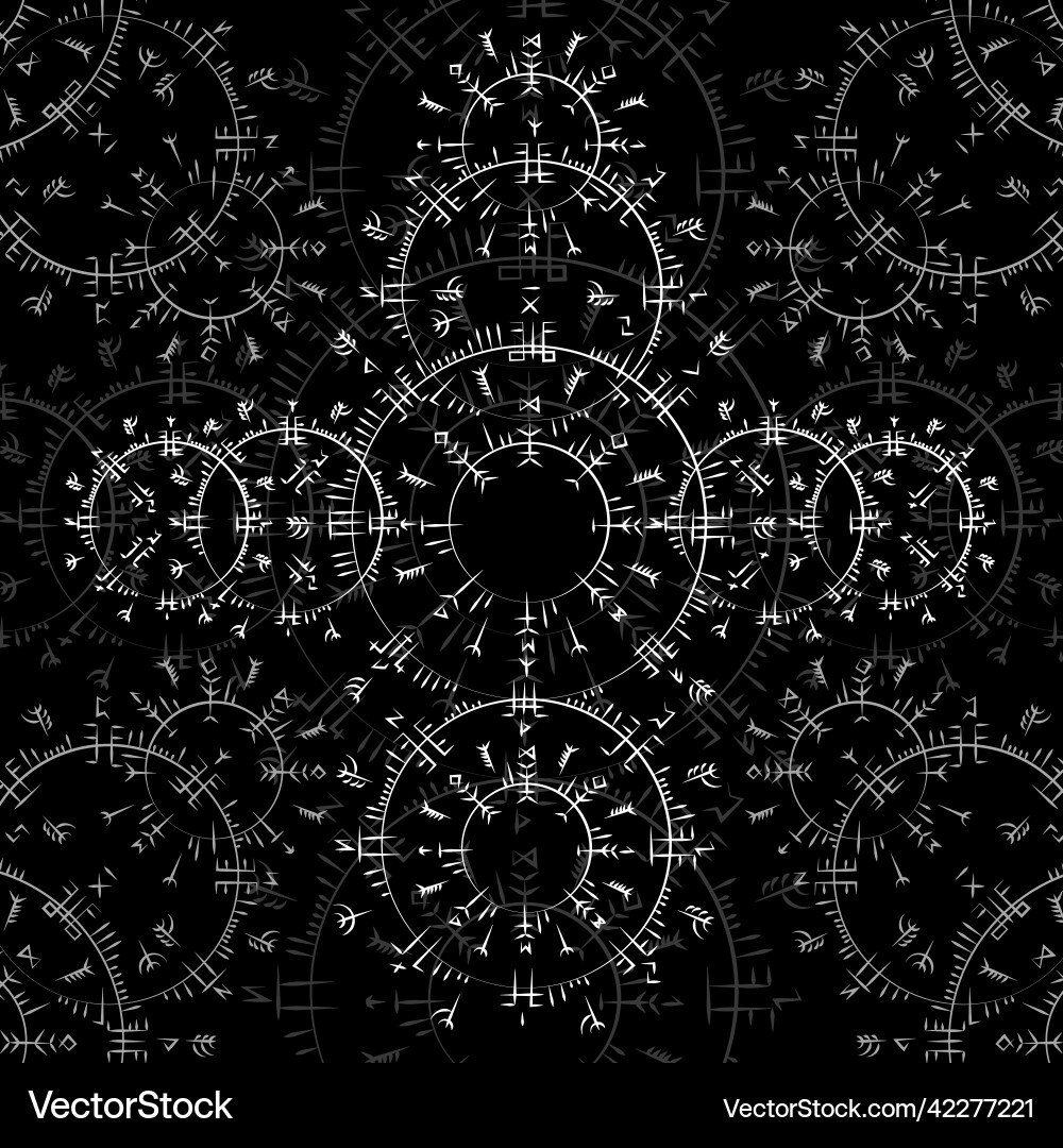 Circle white runes full background Royalty Free Vector Image