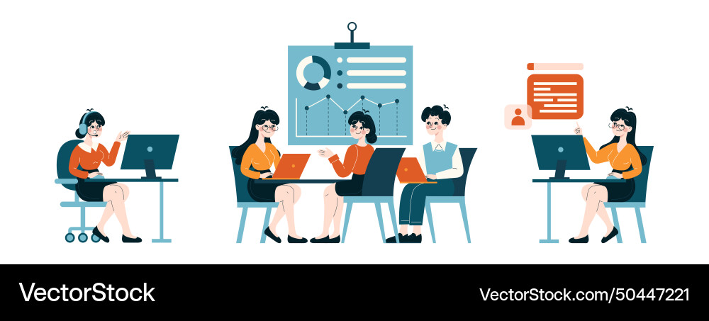 Corporate analysis and reporting set Royalty Free Vector