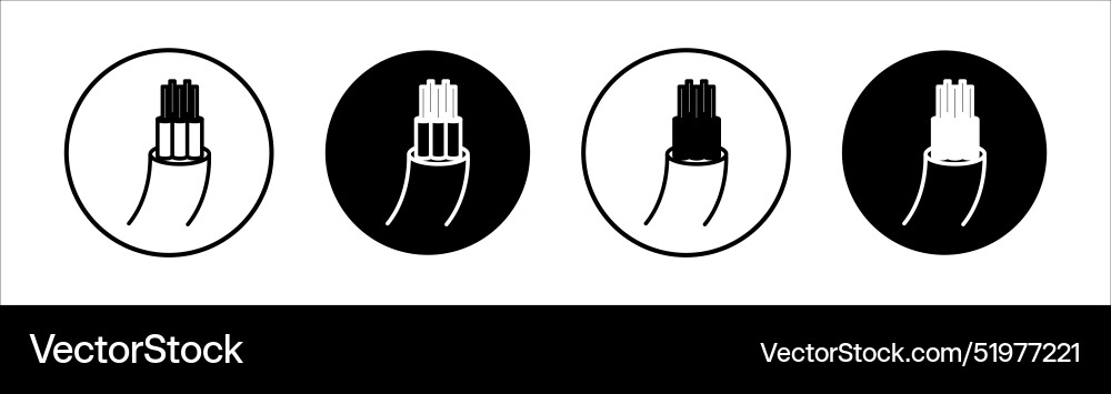 Electric cable flat line icon set Royalty Free Vector Image