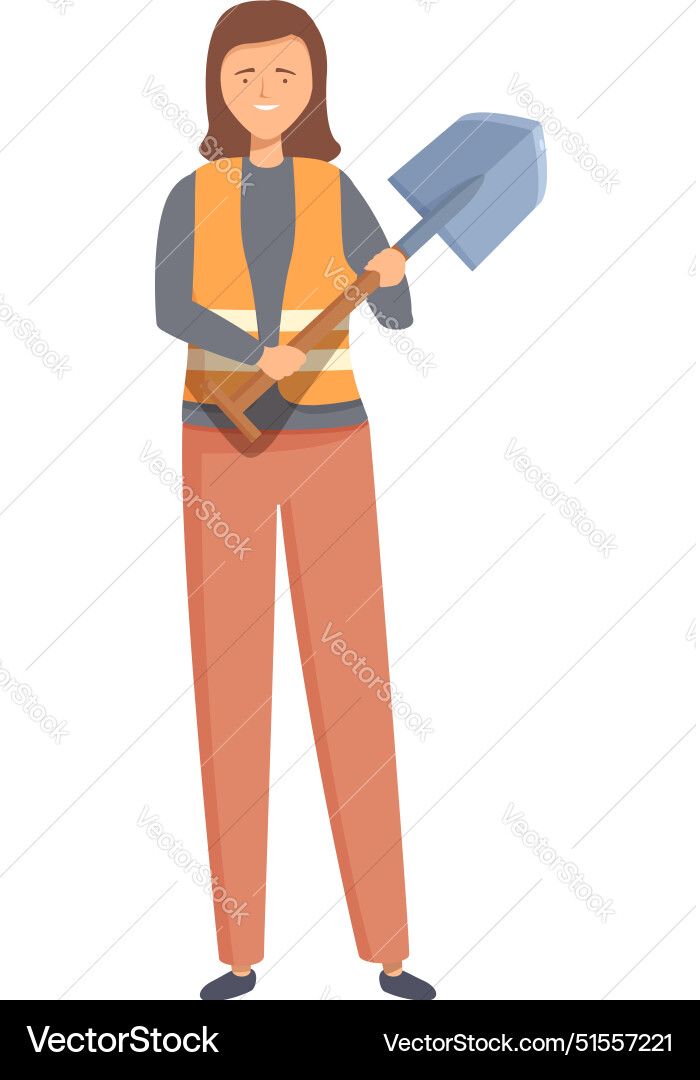 Female construction worker smiling and holding a Vector Image
