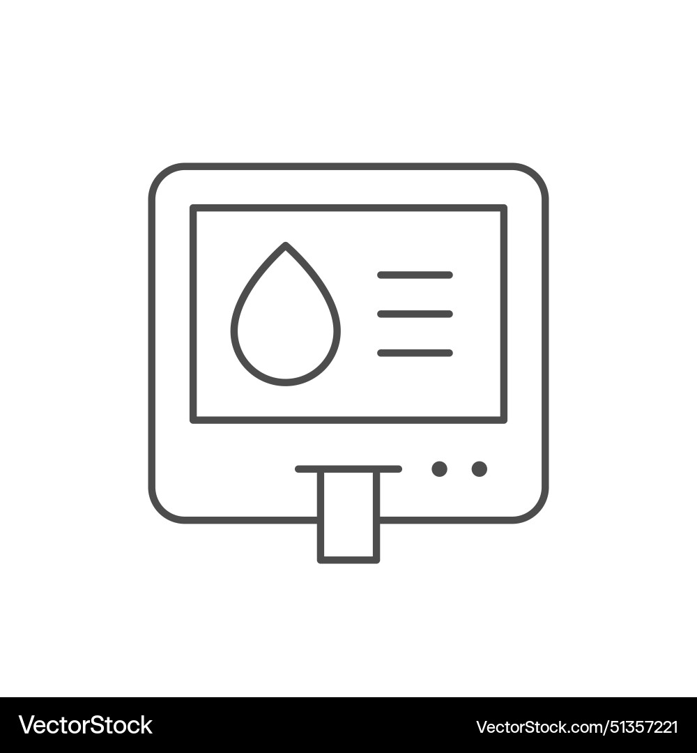 Glucometer machine line outline icon Royalty Free Vector