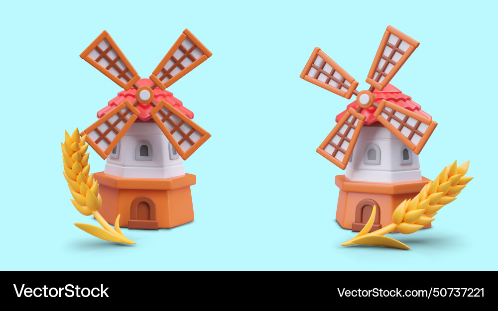 Old windmills vintage wooden Royalty Free Vector Image