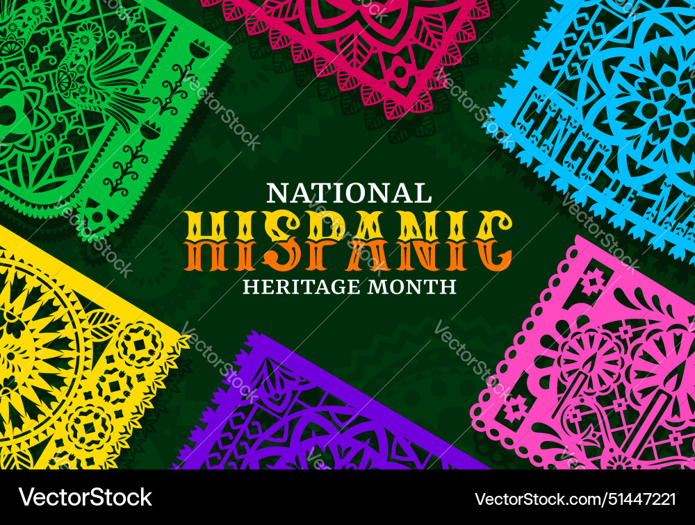 Papel picado paper cut flags hispanic heritage Vector Image